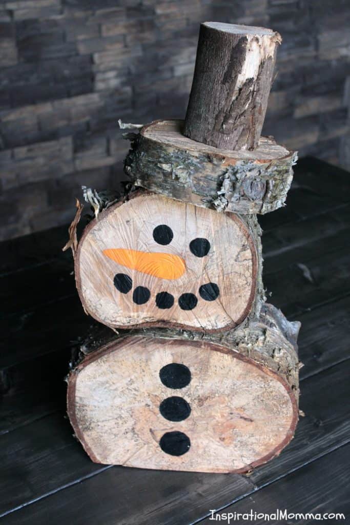 DIY Log Snowman