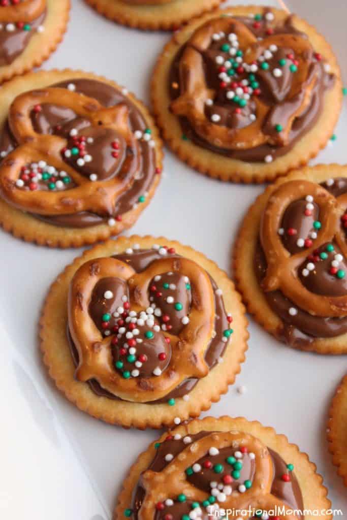 Chocolate Caramel Pretzel Cracker Bites