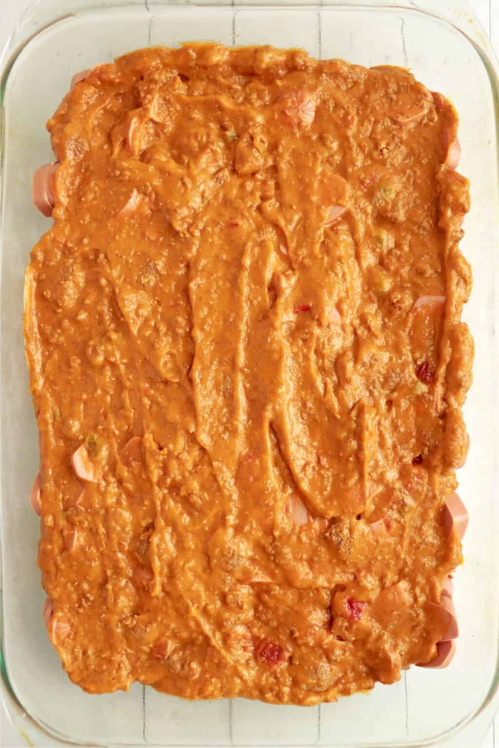 Chili Cheese Tater Tot Hot Dog Casserole - Inspirational Momma