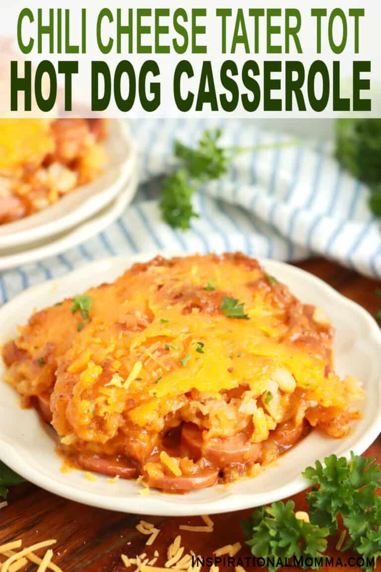 Chili Cheese Tater Tot Hot Dog Casserole - Inspirational Momma